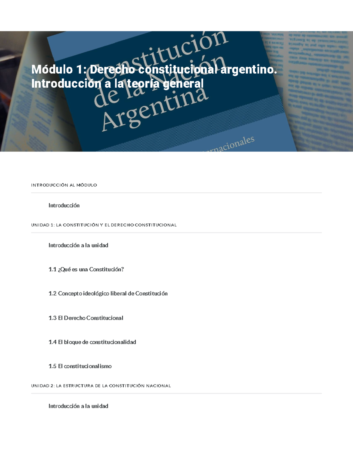 Módulo 1 Derecho Constitucion Al Introducción Al Módulo Unidad 1 La