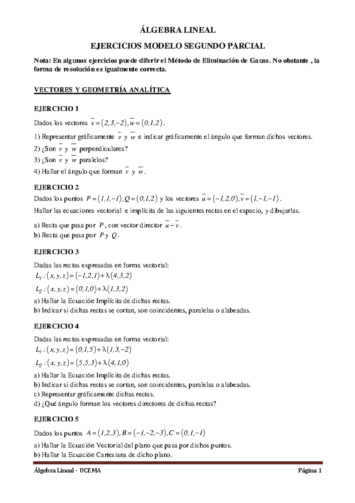 examenes anteriores para algebra segundo parcial 2024 con respuestas - ÁLGEBRA LINEAL EJERCICIOS ...