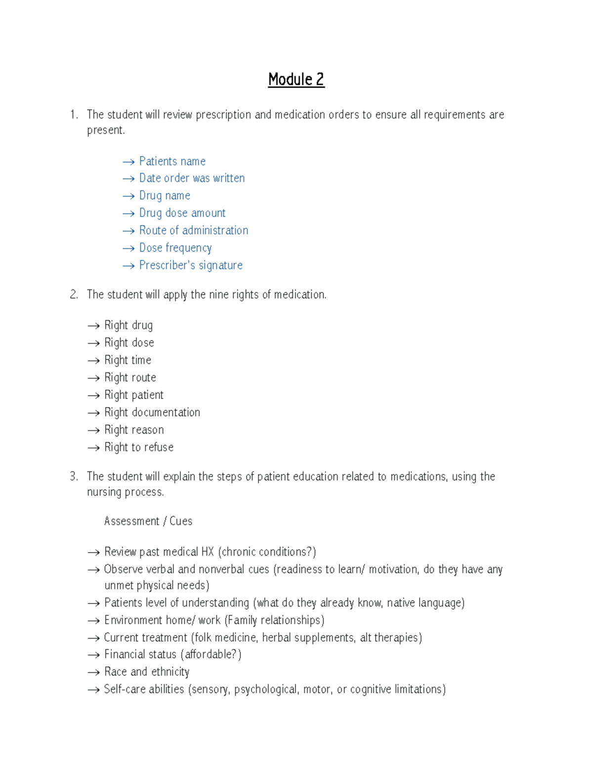 Module 2 - Module 2 The student will review prescription and medication ...