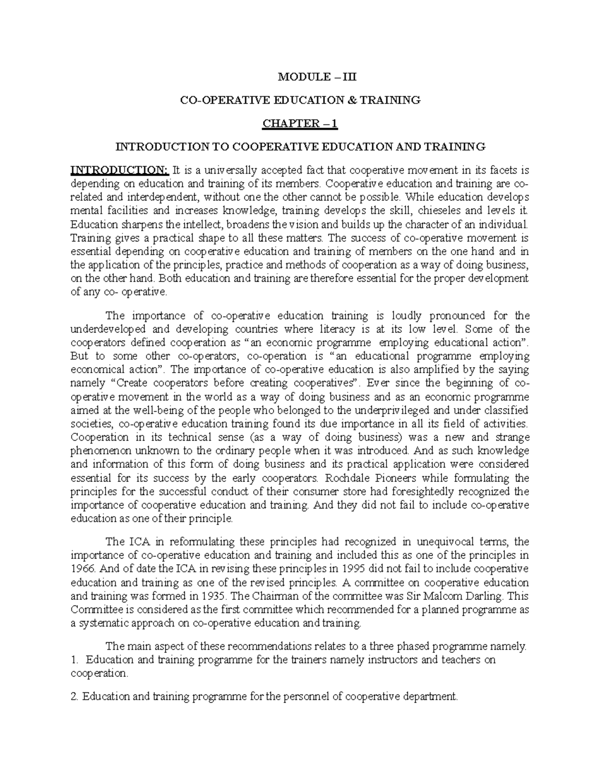 Cooperation -CO- Operative Education & Training - MODULE – III CO ...