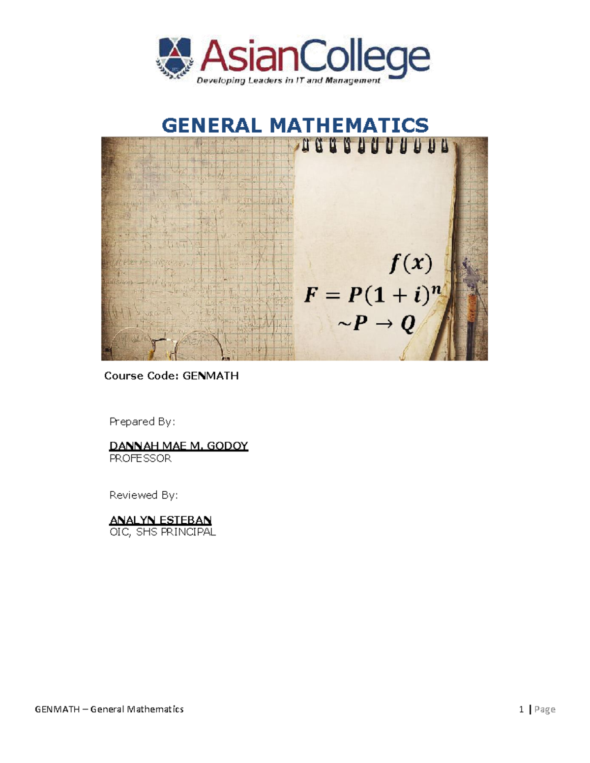 Genmath 2nd-Quarter - GENERAL MATHEMATICS Course Code: GENMATH Prepared ...