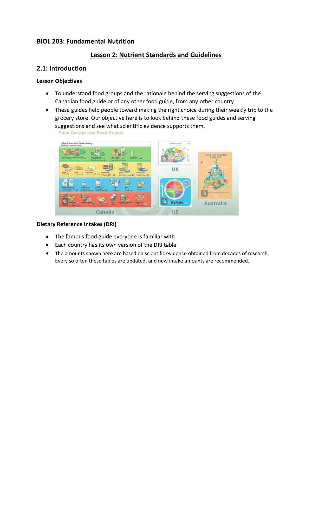 BIOL 203 Lesson 2 - BIOL 203: Fundamental Nutrition Lesson 2: Nutrient ...