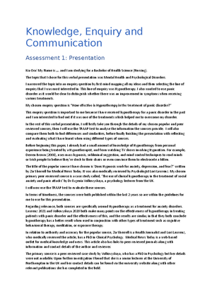 KEC Written Assessment 21894405 - Continuity of care plays a ...