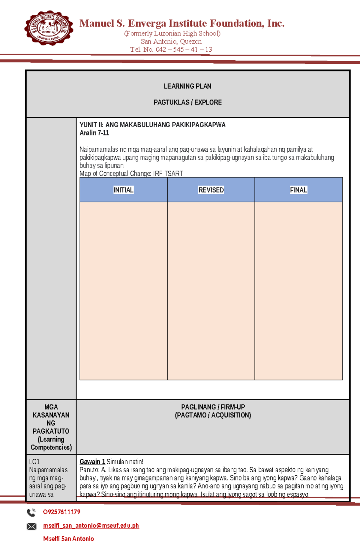 ESP 8- Learning-PLAN-2ND QT - O mseifi_san_antonio@mseuf.edu (Formerly ...
