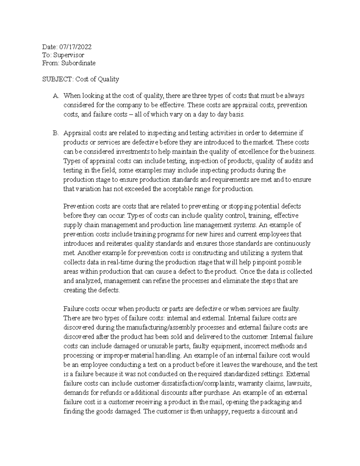 QHT1 Task 1 - passed first attempt - Date: 07/17/ To: Supervisor From ...