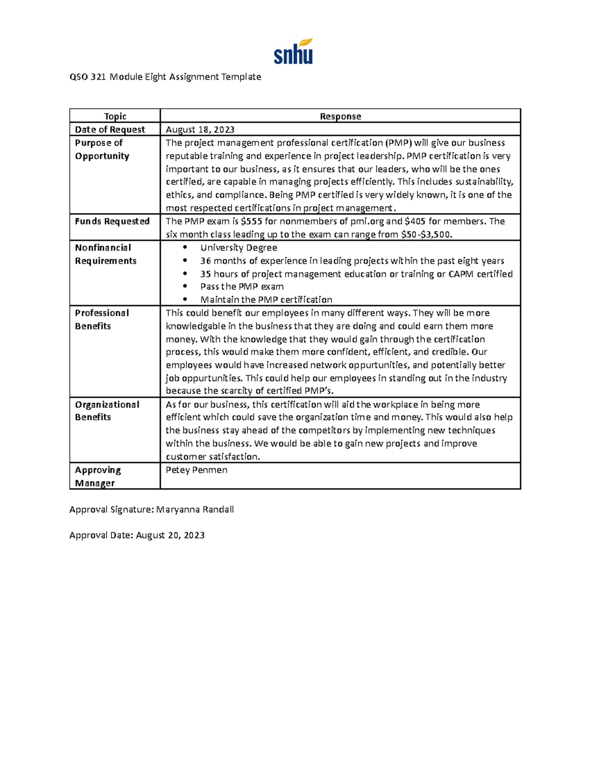 QSO 321 Module Eight Assignment - PMP certification is very important ...