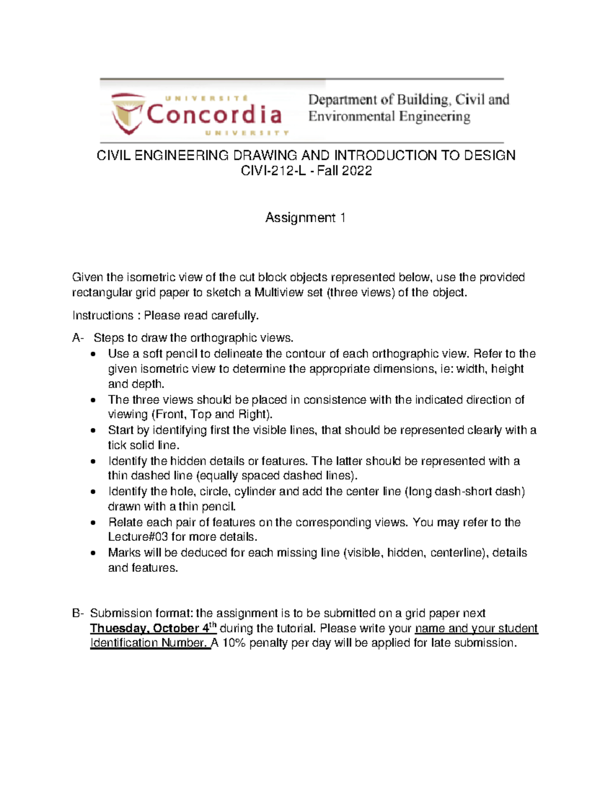CIVI 212 L Assignment#01 - CIVIL ENGINEERING DRAWING AND INTRODUCTION ...