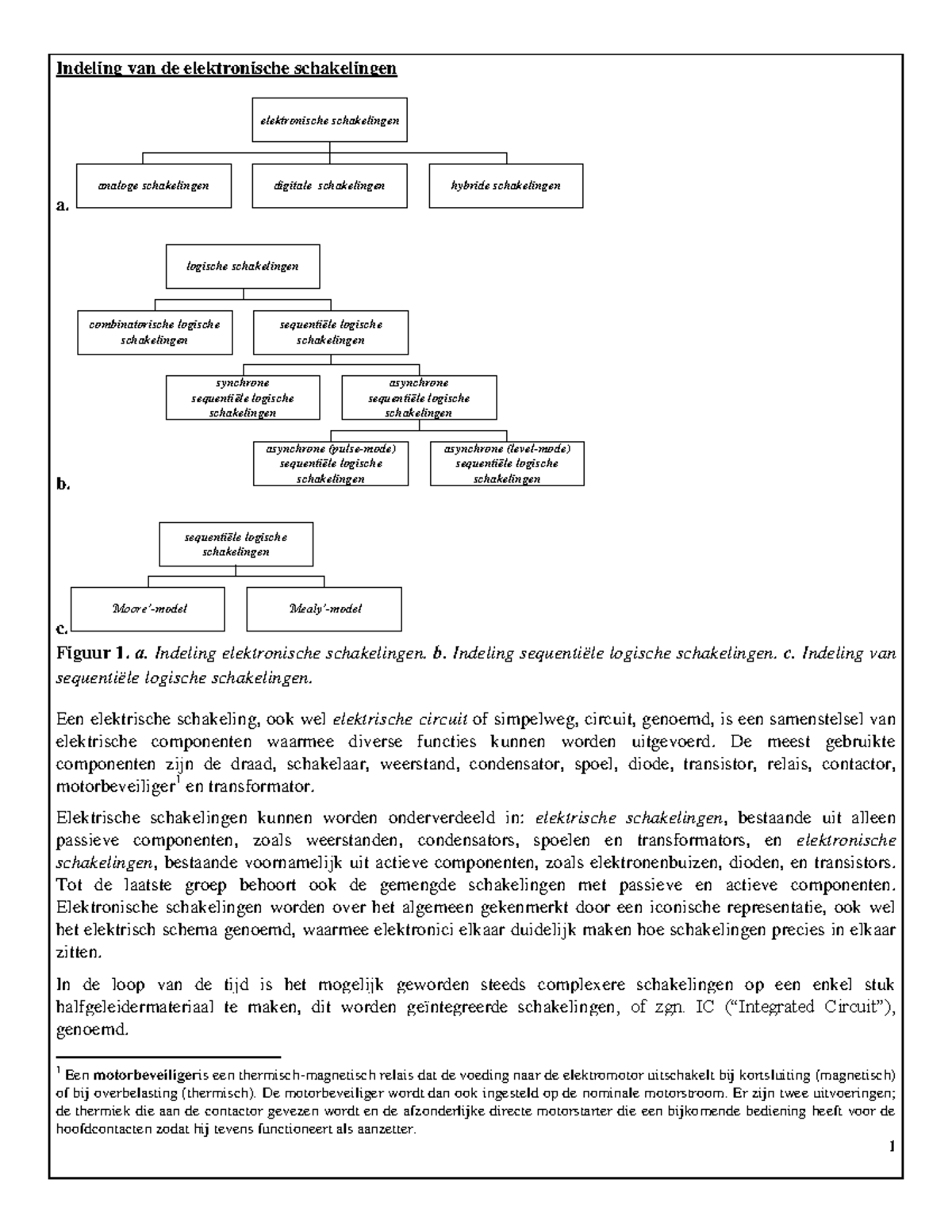 Digitale Techniek 2 Inleiding - Indeling van de elektronische schakelingen a. elektronische ...
