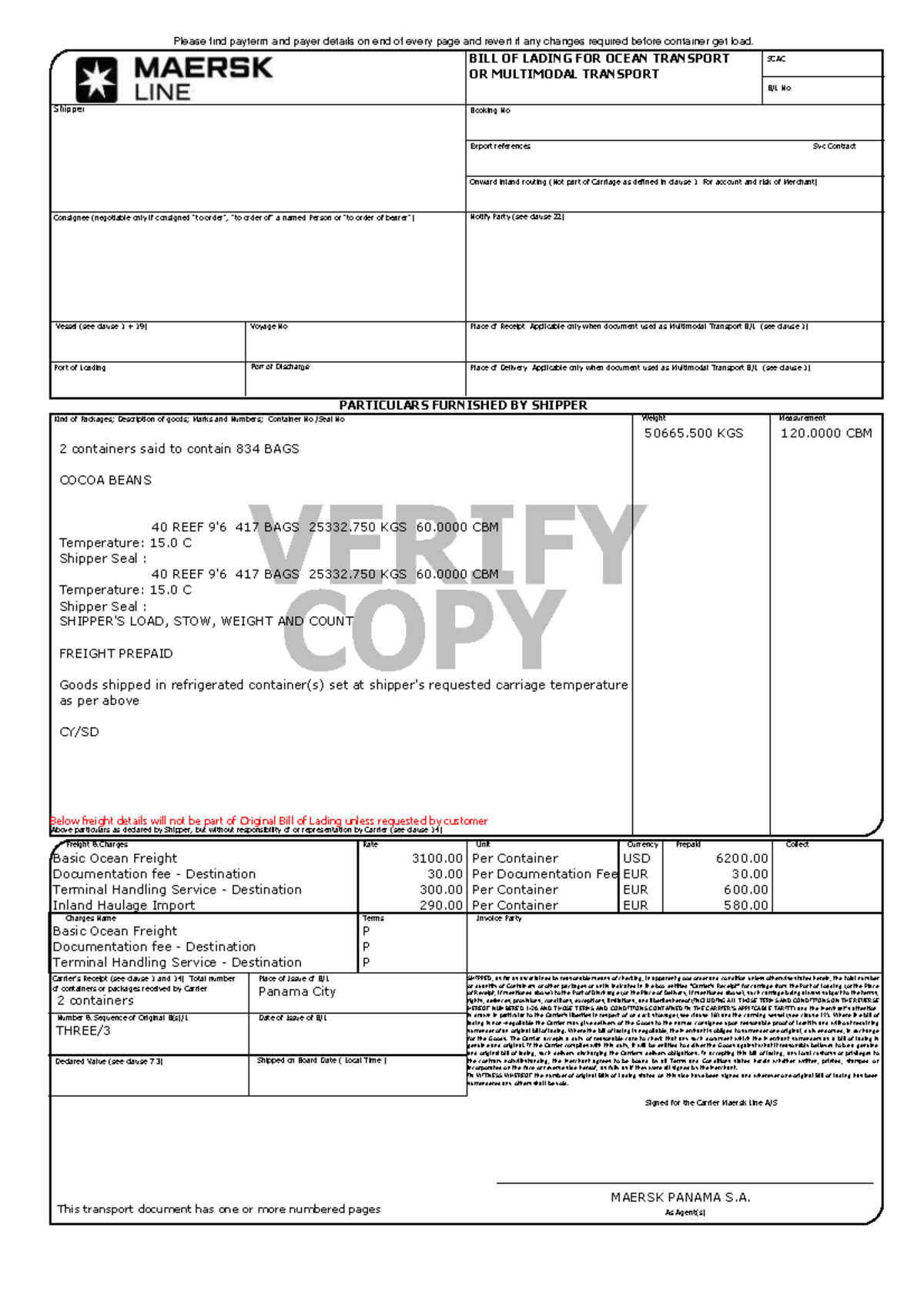 417837564-BL- Maersk - PDF - VERIFY COPY Please find payterm and payer details on end of every ...