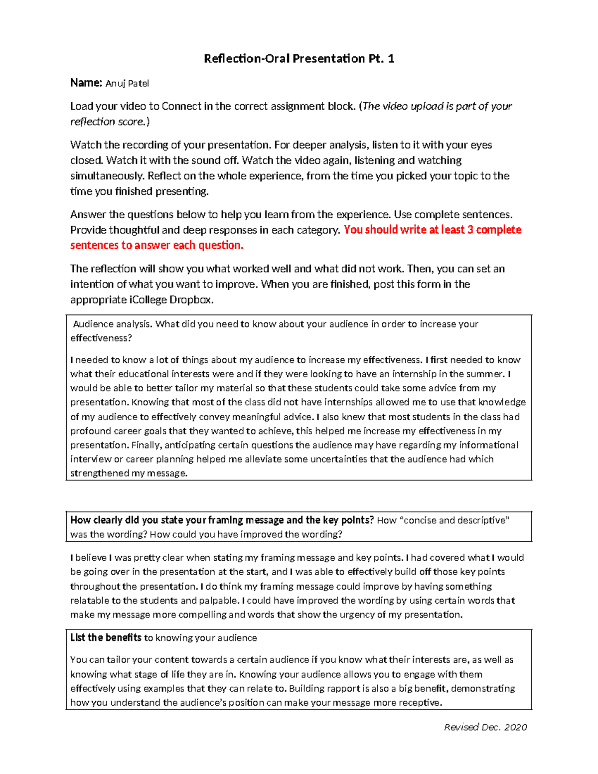 Reflection ORAL Presentation R - Reflection-Oral Presentation Pt. 1 ...