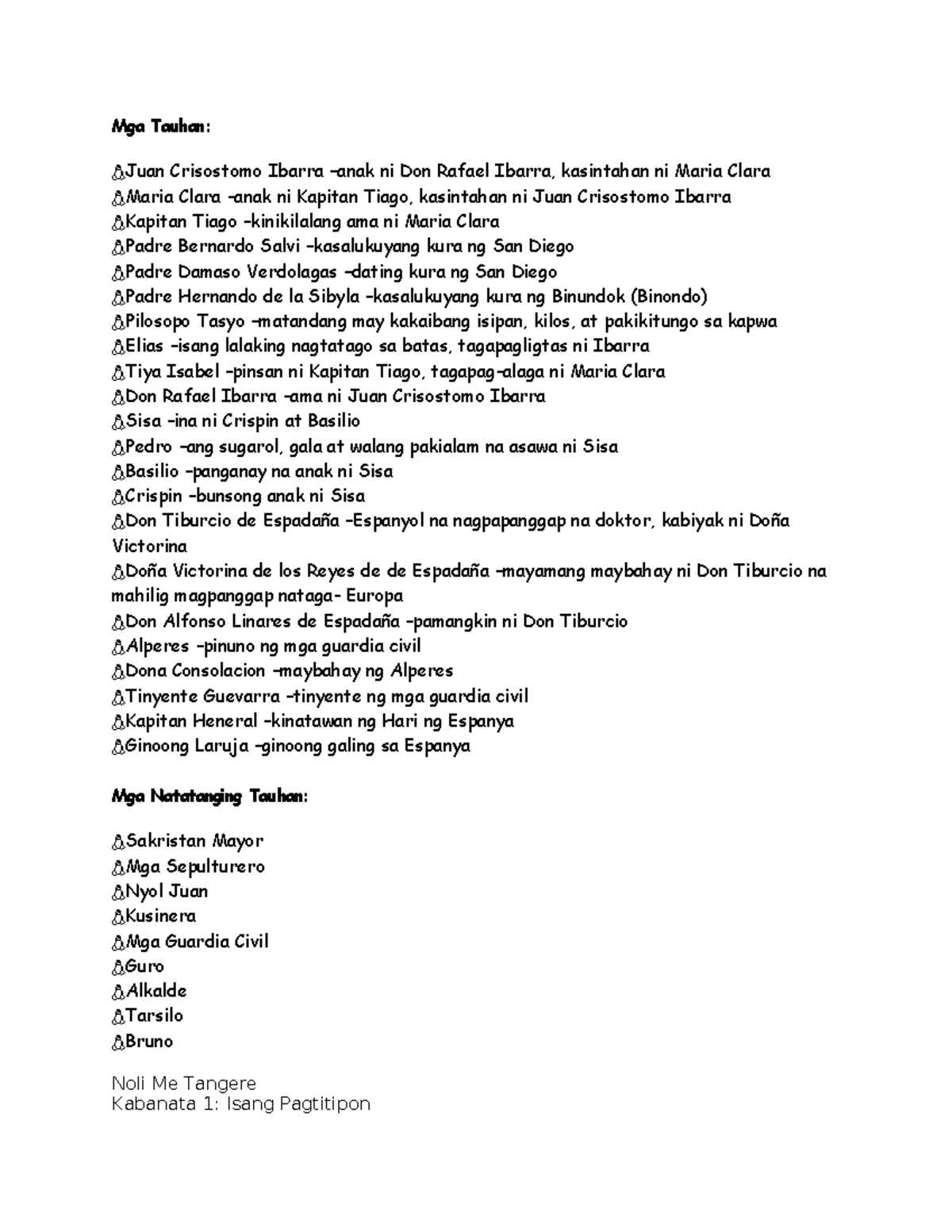 NOLI - TO LEARN - Mga Tauhan: Juan Crisostomo Ibarra –anak ni Don ...