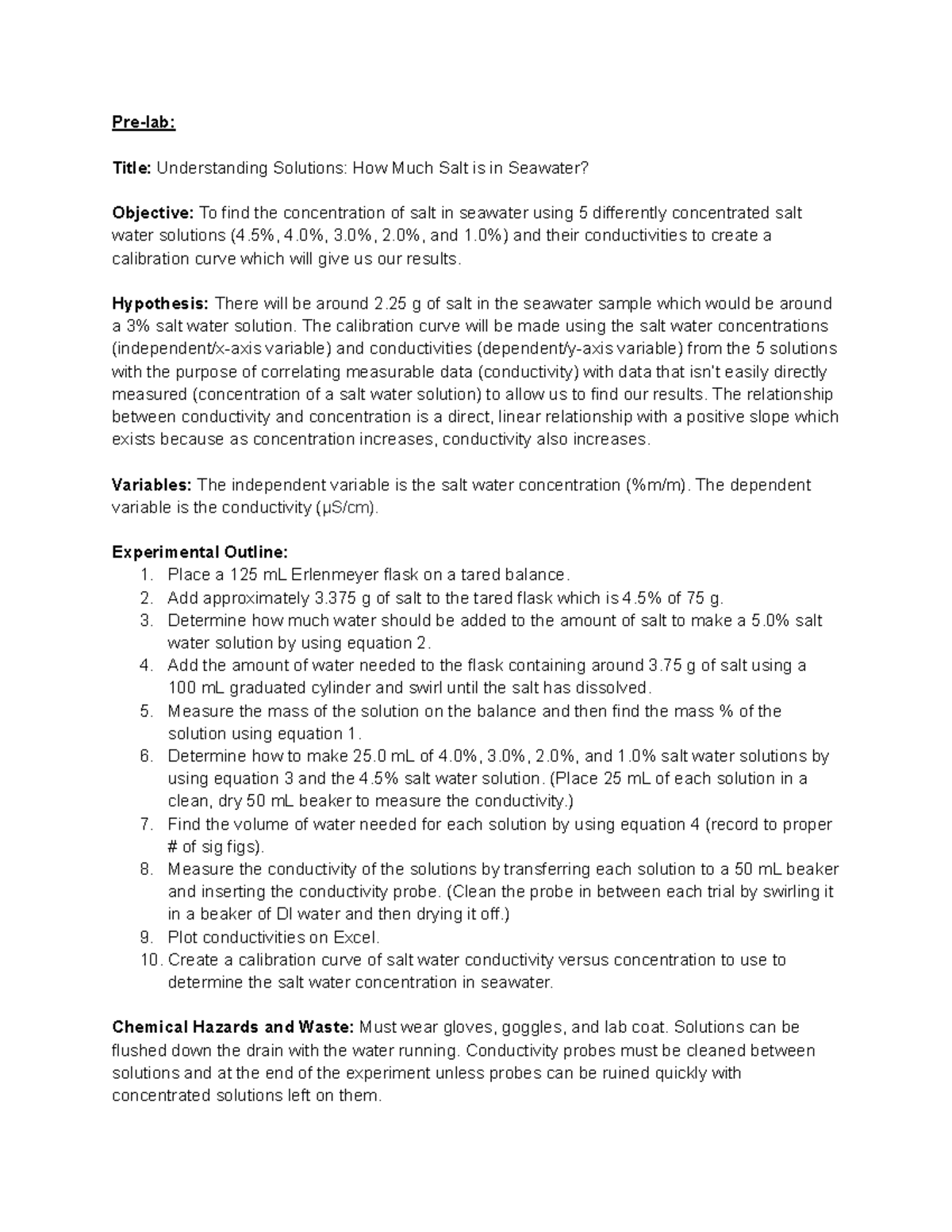 Lab report: Understanding Solutions- How Much Salt is in Seawater ...
