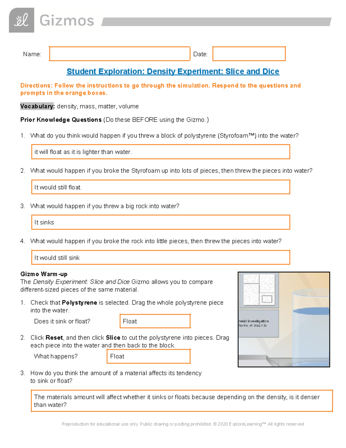 M2W1 Density Experiment Slice and Dice - Grozavu, Davis - Name: Date: Student Exploration ...
