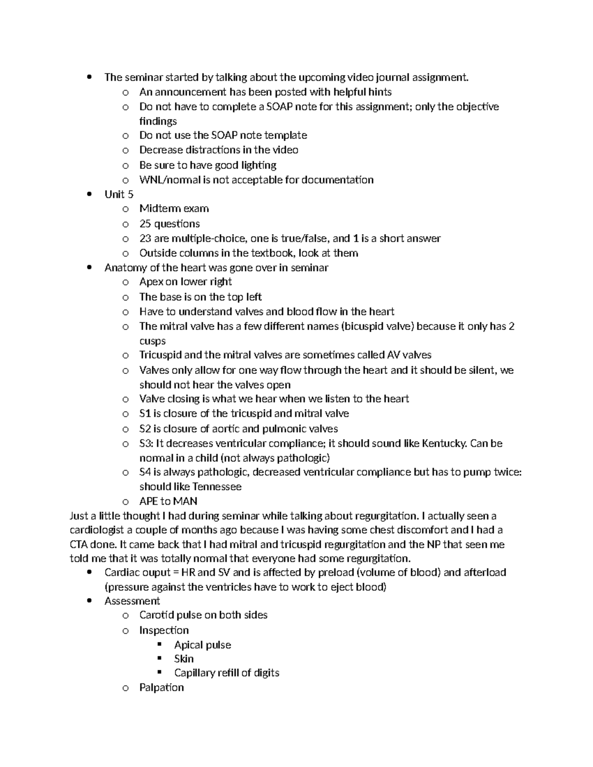 Unit 4 lecture notes - The seminar started by talking about the ...