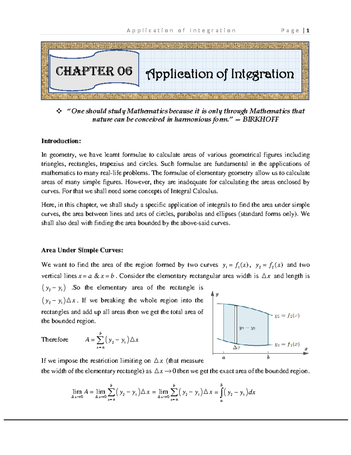 Chapter 07 Application of Integration - Prepared By, Md. Mehedi Hasan ...