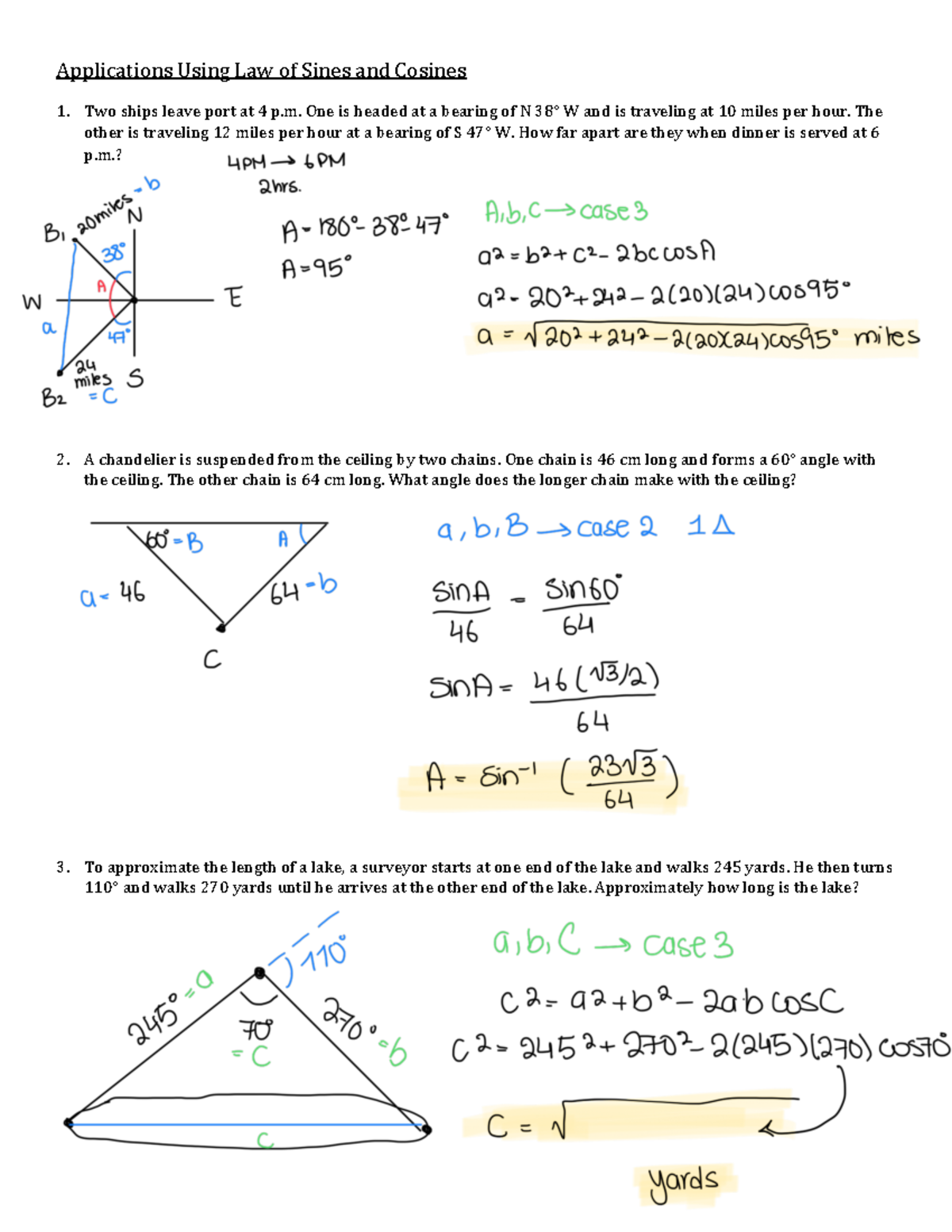 W11+V2+Applications+Using+Law+of+Sines+and+Cosines - Applications Using ...