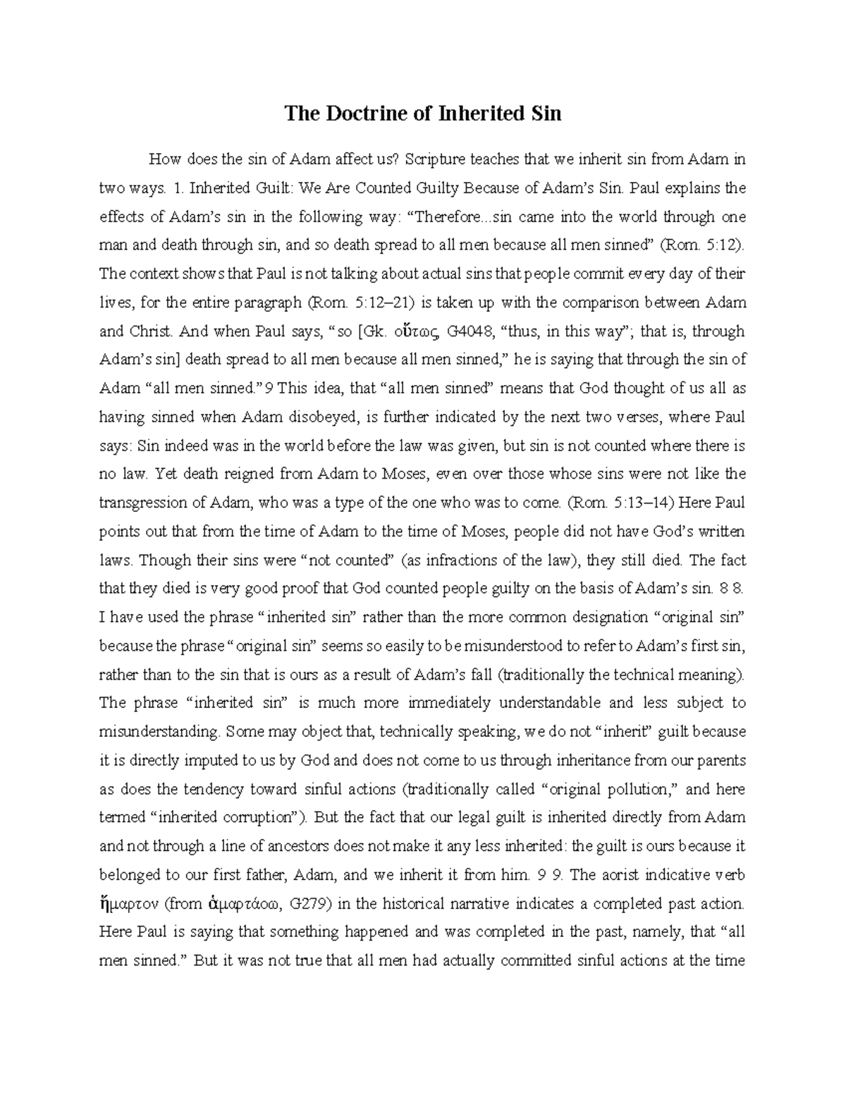 The Doctrine of Inherited Sin - 1. Inherited Guilt: We Are Counted ...