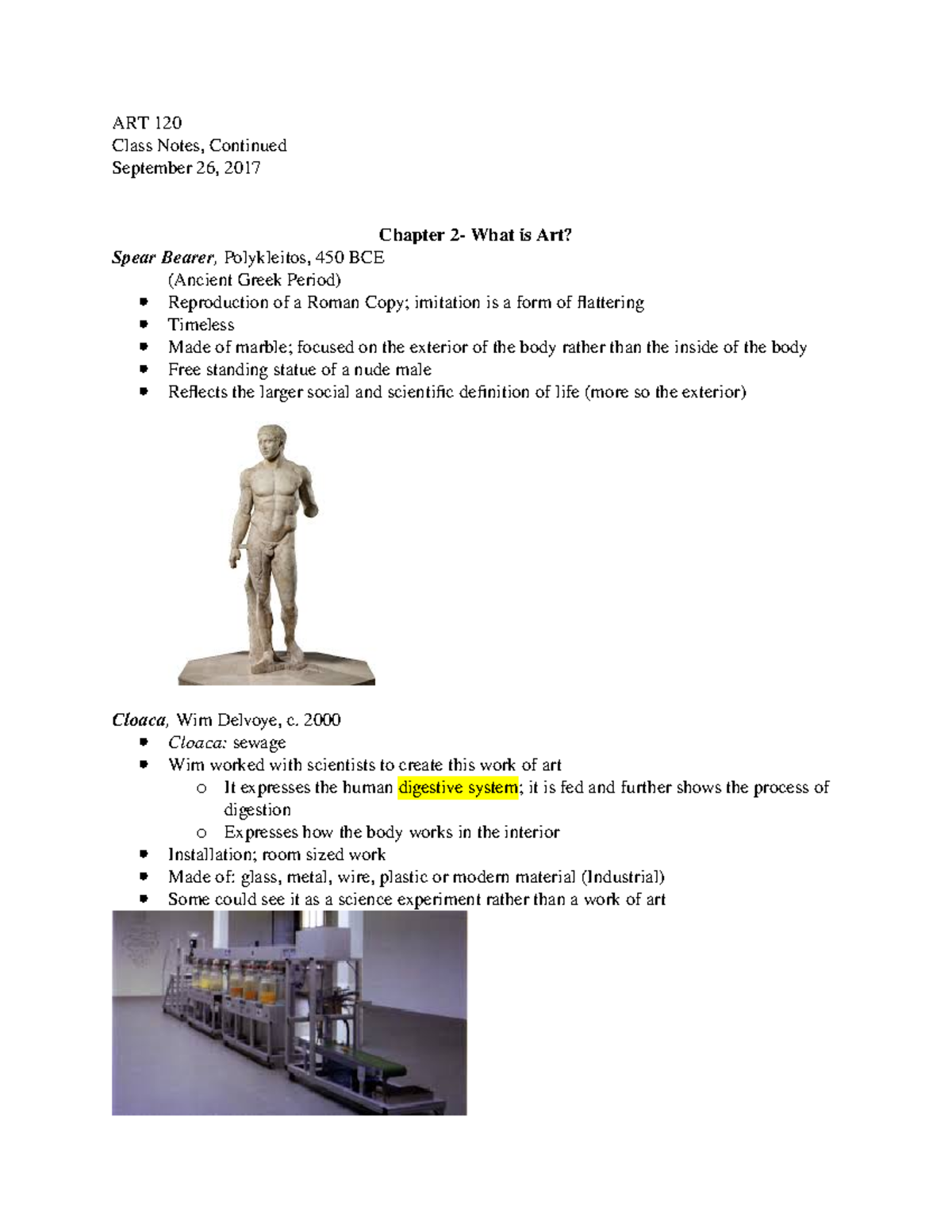 ART120 0001 Sept26continued - ART 120 Class Notes, Continued September ...