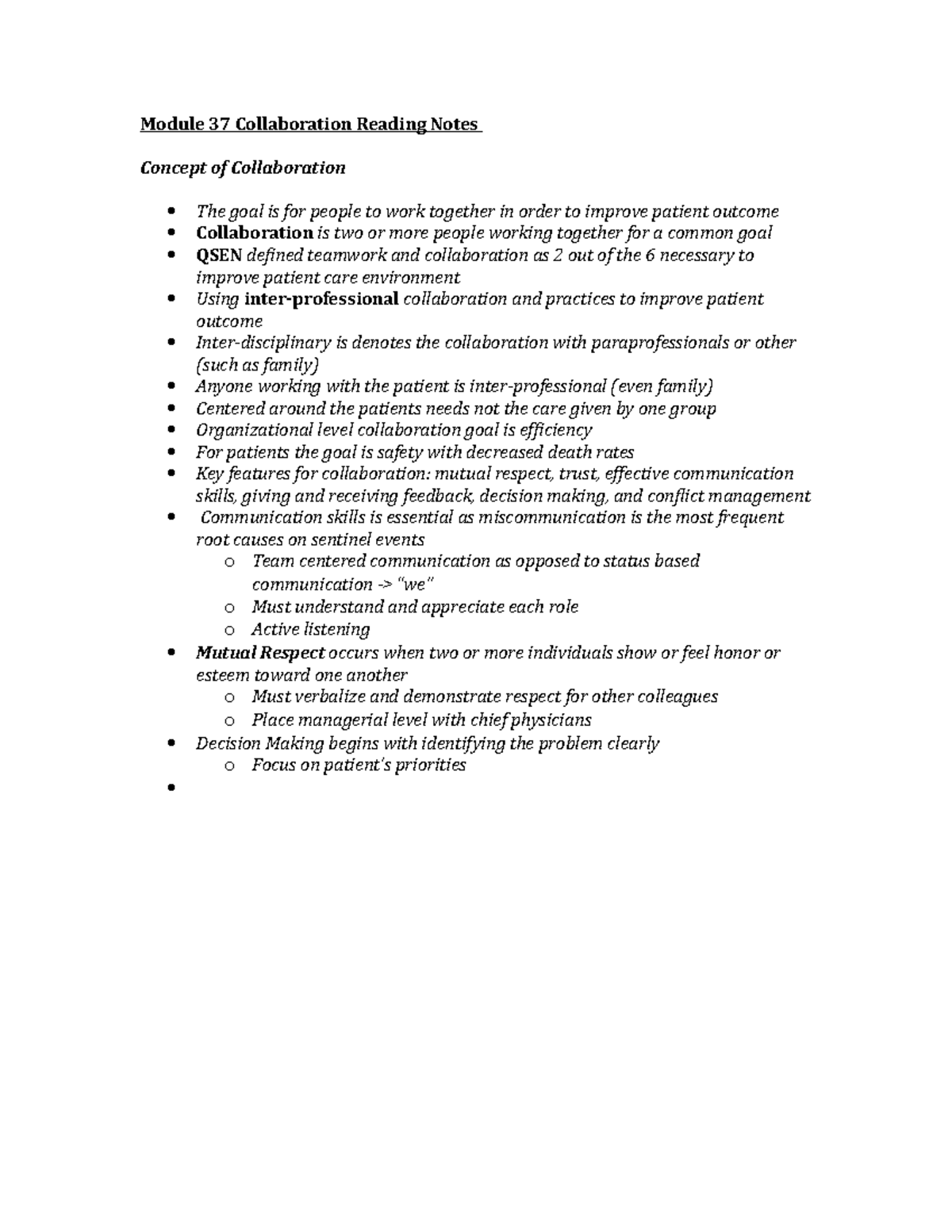 Module 37 Collaboration Reading Notes - Studocu