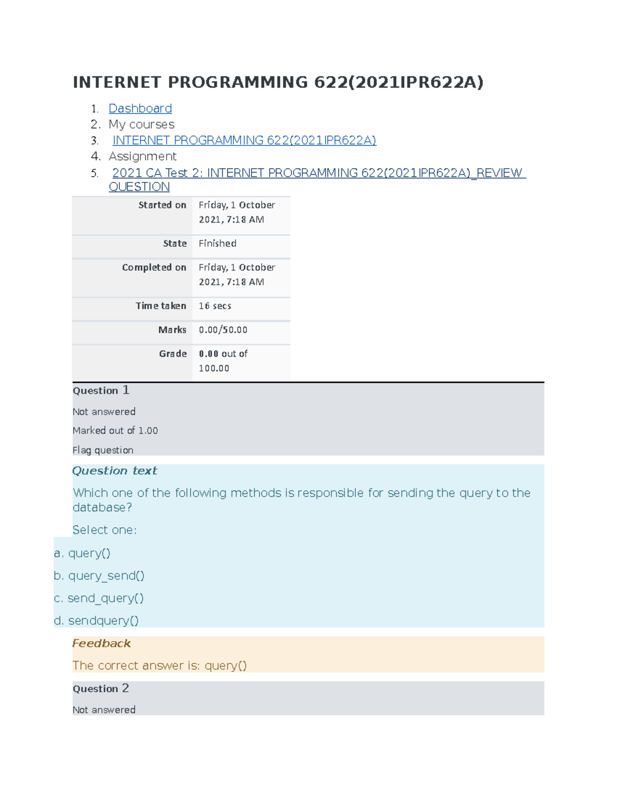 IP CA Test 2 Review Internet programming Richfield Graduate Institute ...
