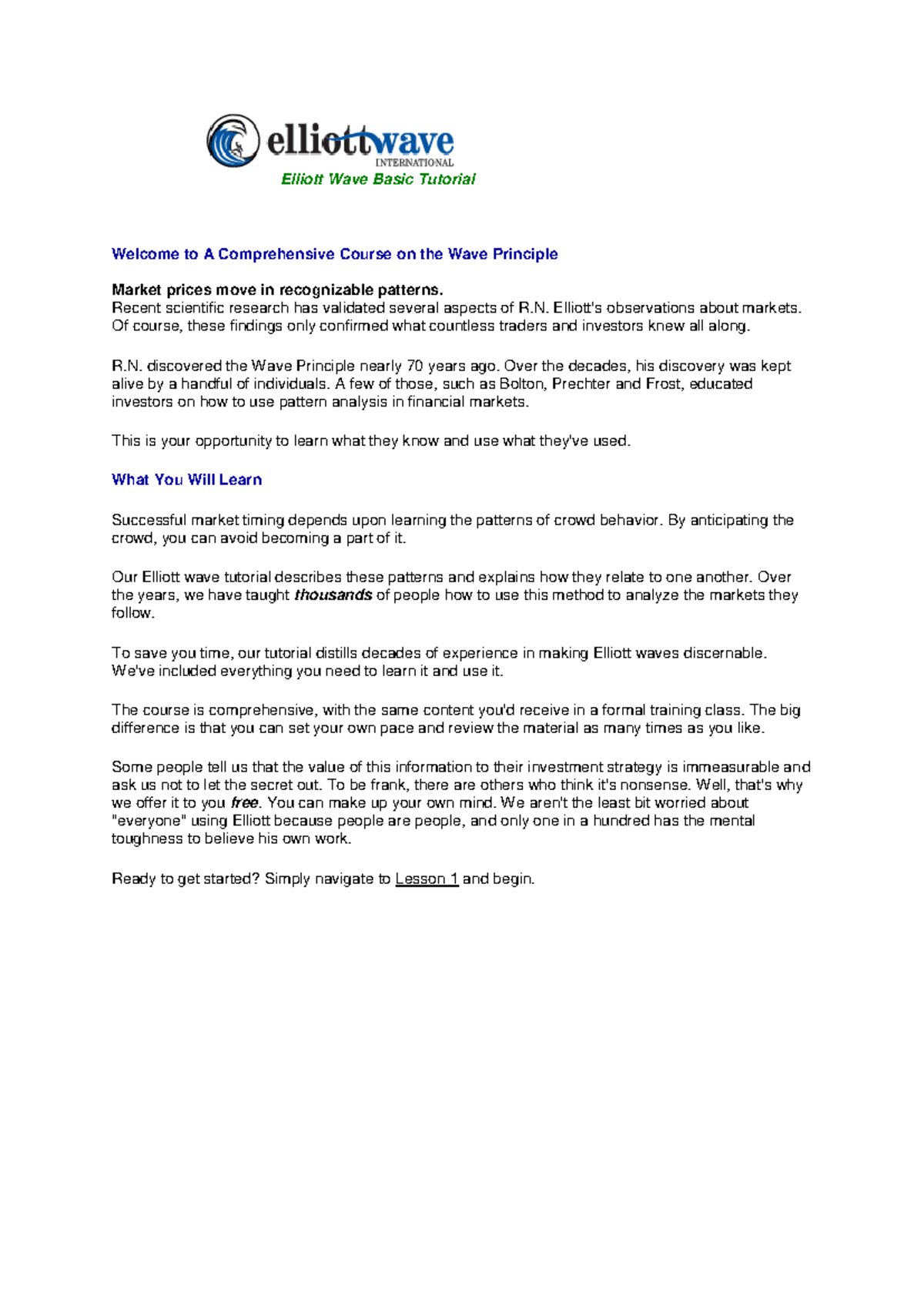 Elliott Wave Basic Tutorial - Elliott Wave Basic Tutorial Welcome to A ...