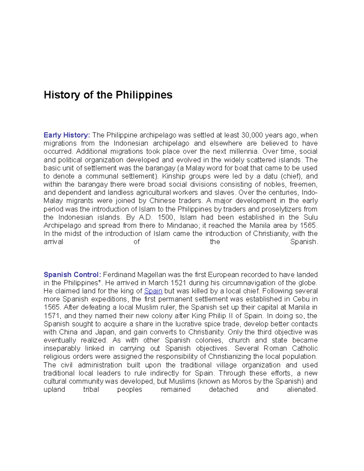History of the Philippines - History of the Philippines Early History ...