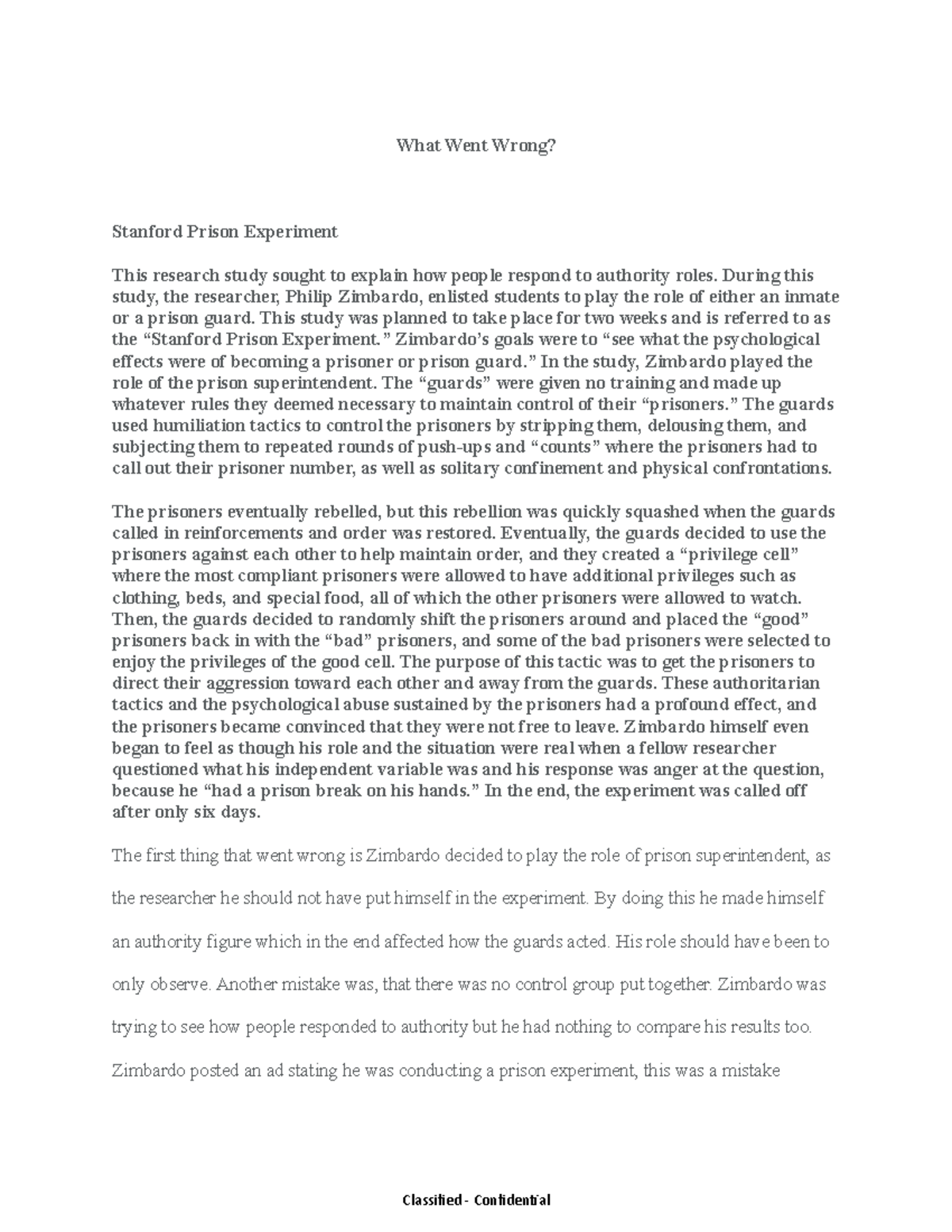 What Went Wrong - What Went Wrong? Stanford Prison Experiment This ...