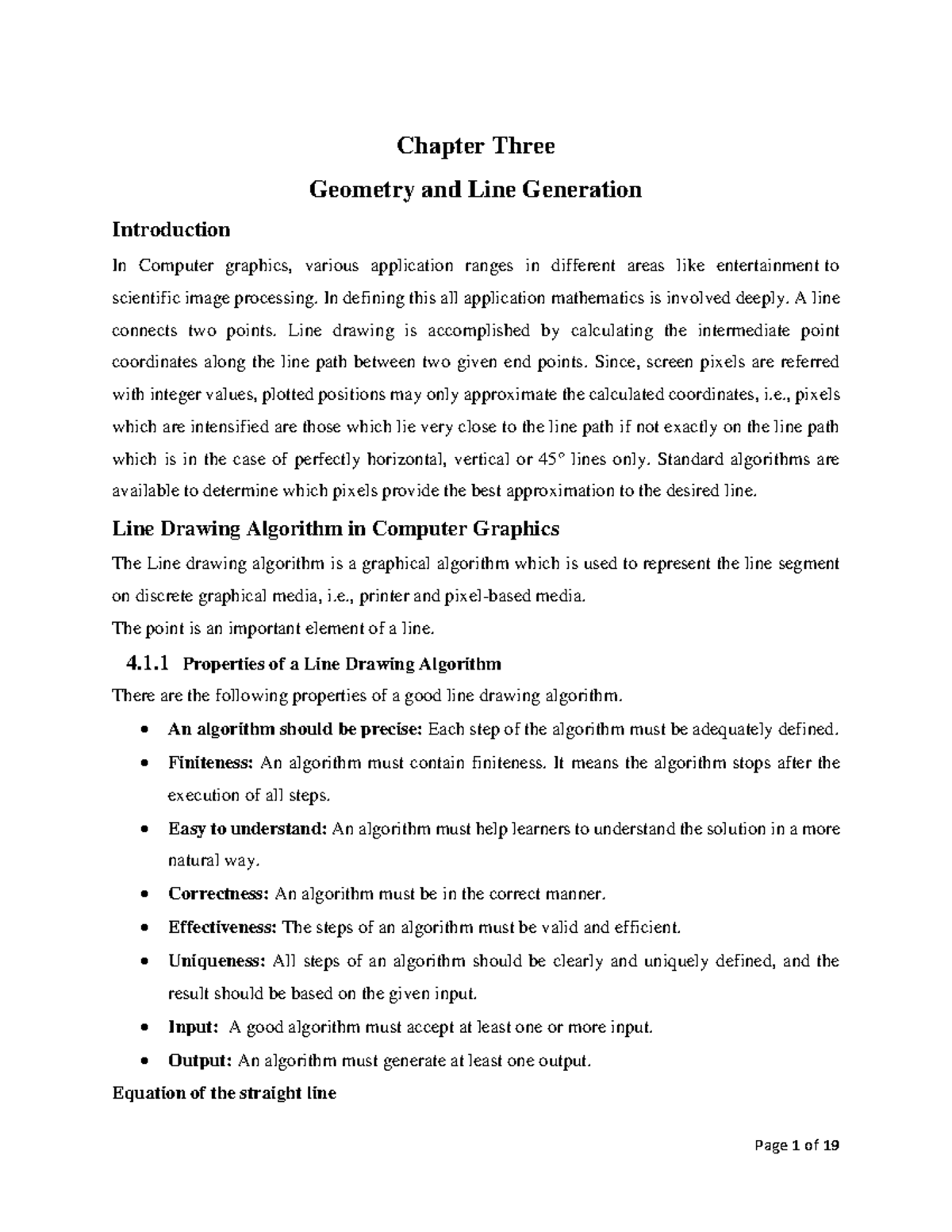Chapter Three - chapta 3 - Chapter Three Geometry and Line Generation ...