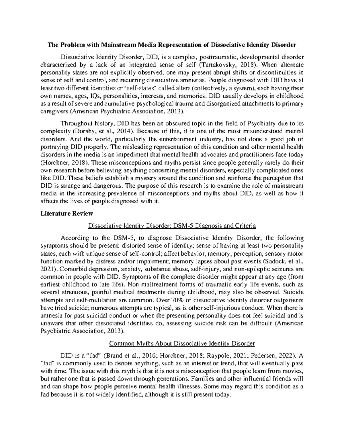 DID - n/a - The Problem with Mainstream Media Representation of ...