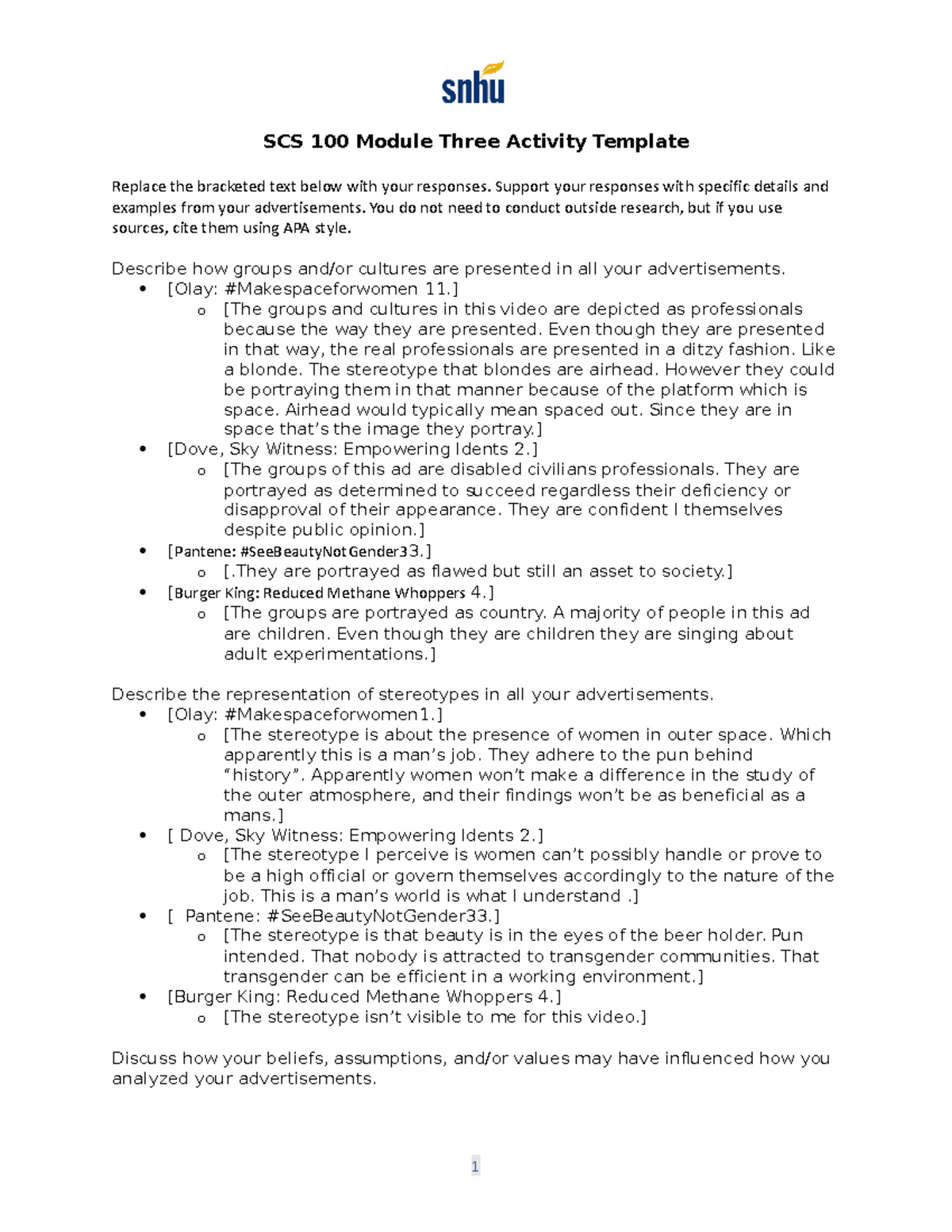 SCS 100 Module Three Activity Template - SCS 100 Module Three Activity ...