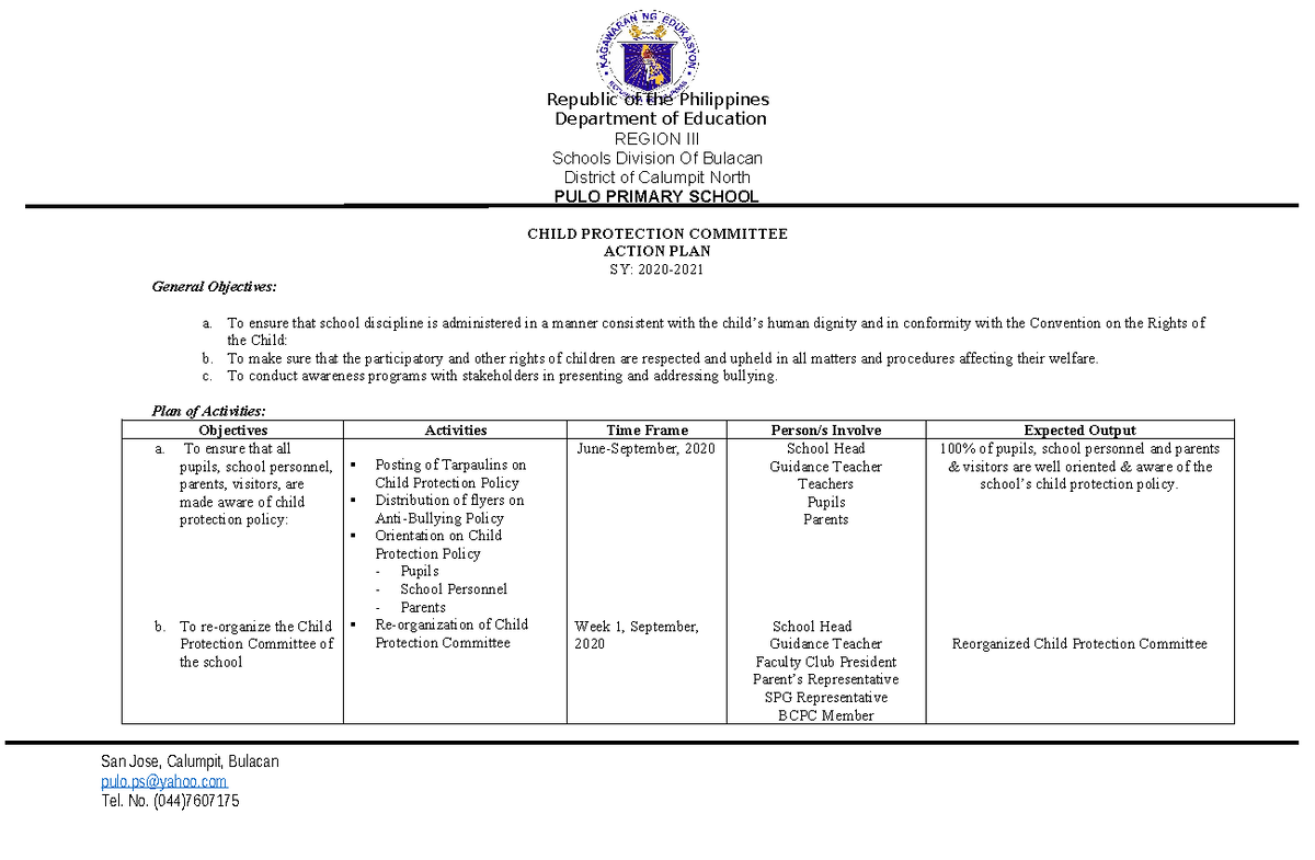 553580926 Action PLAN Child Protection Program - Department of ...