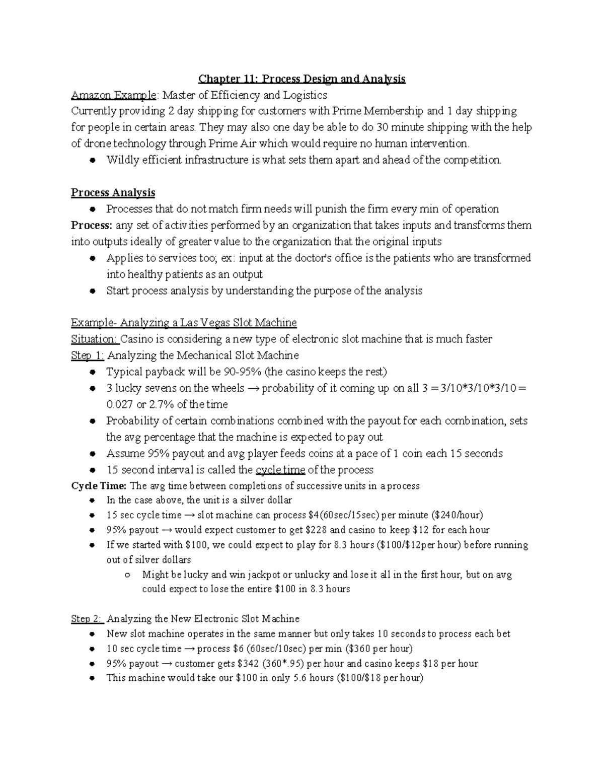 SCMT 364 Midterm 1 Review - Chapter 11: Process Design and Analysis Amazon Example : Master of ...