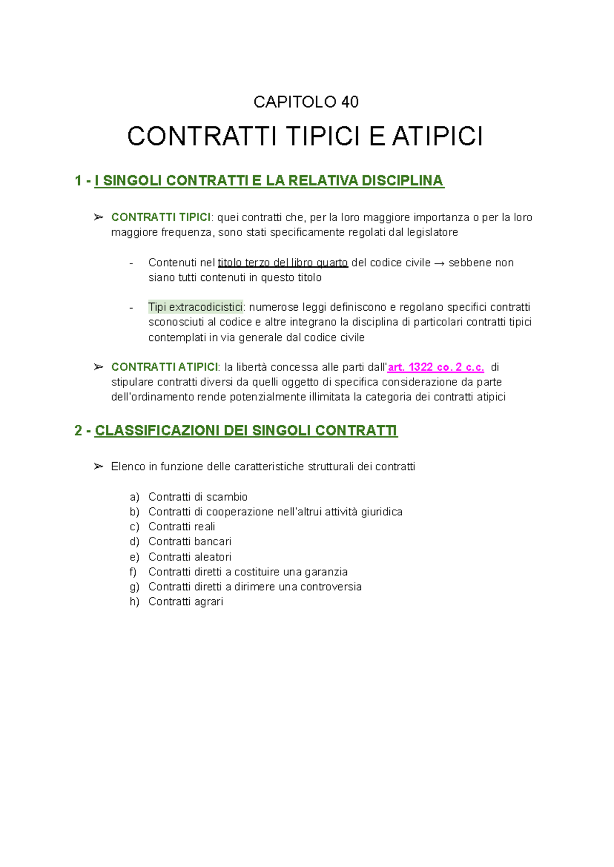 Contratti Tipici E Atipici - CAPITOLO 40 CONTRATTI TIPICI E ATIPICI 1 ...