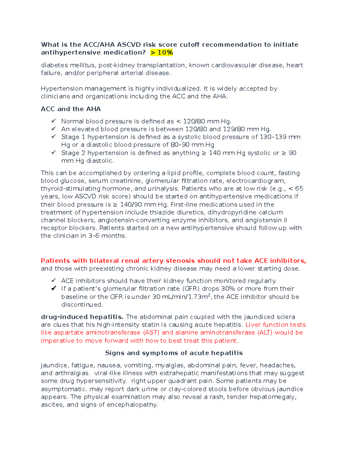 ANCC study guide for 2023 - What is the ACC/AHA ASCVD risk score cutoff recommendation to ...