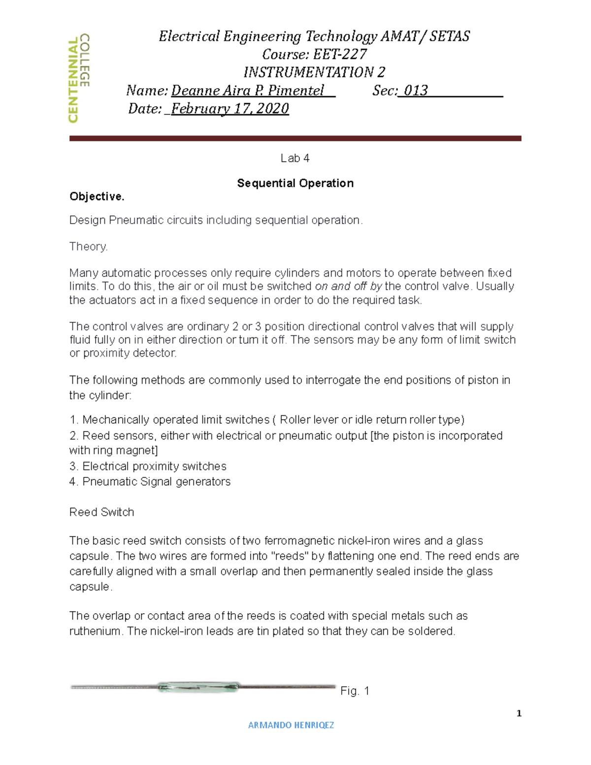 EET227 Lab-4 - Lab report - Electrical Engineering Technology AMAT ...