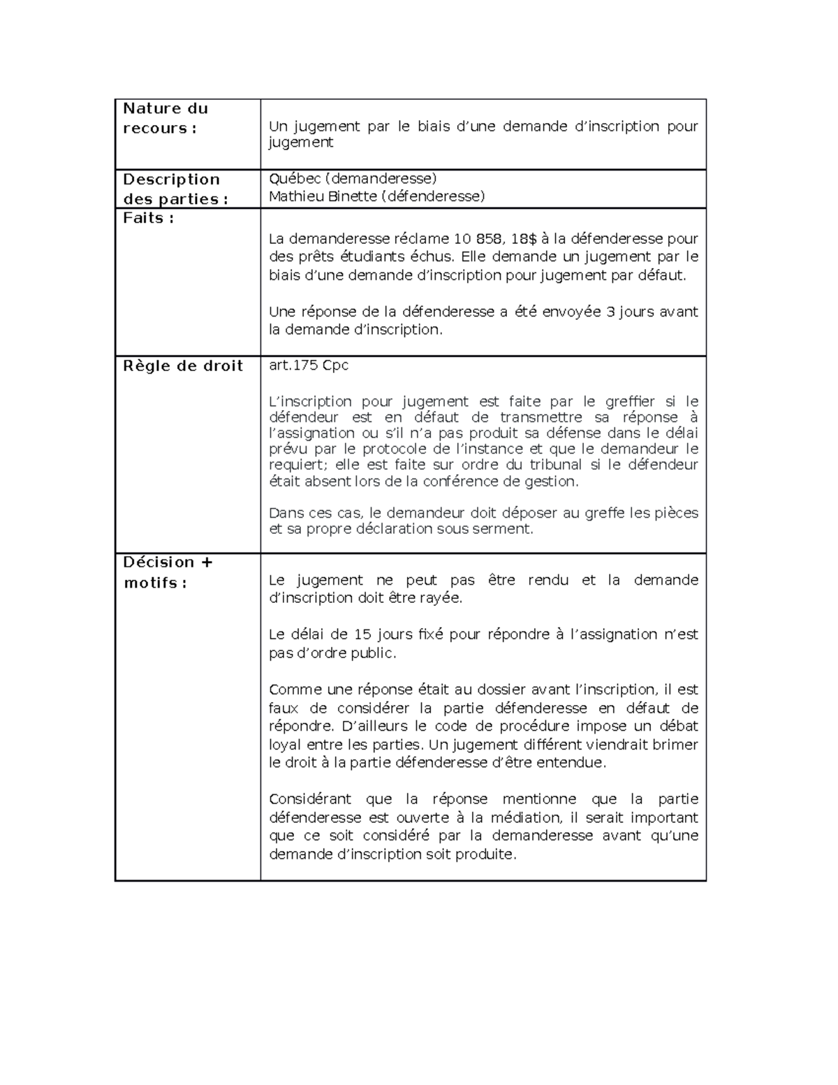 Québec c. Binette - Résumé de jurisprudence avec Marc-André Bujold ...