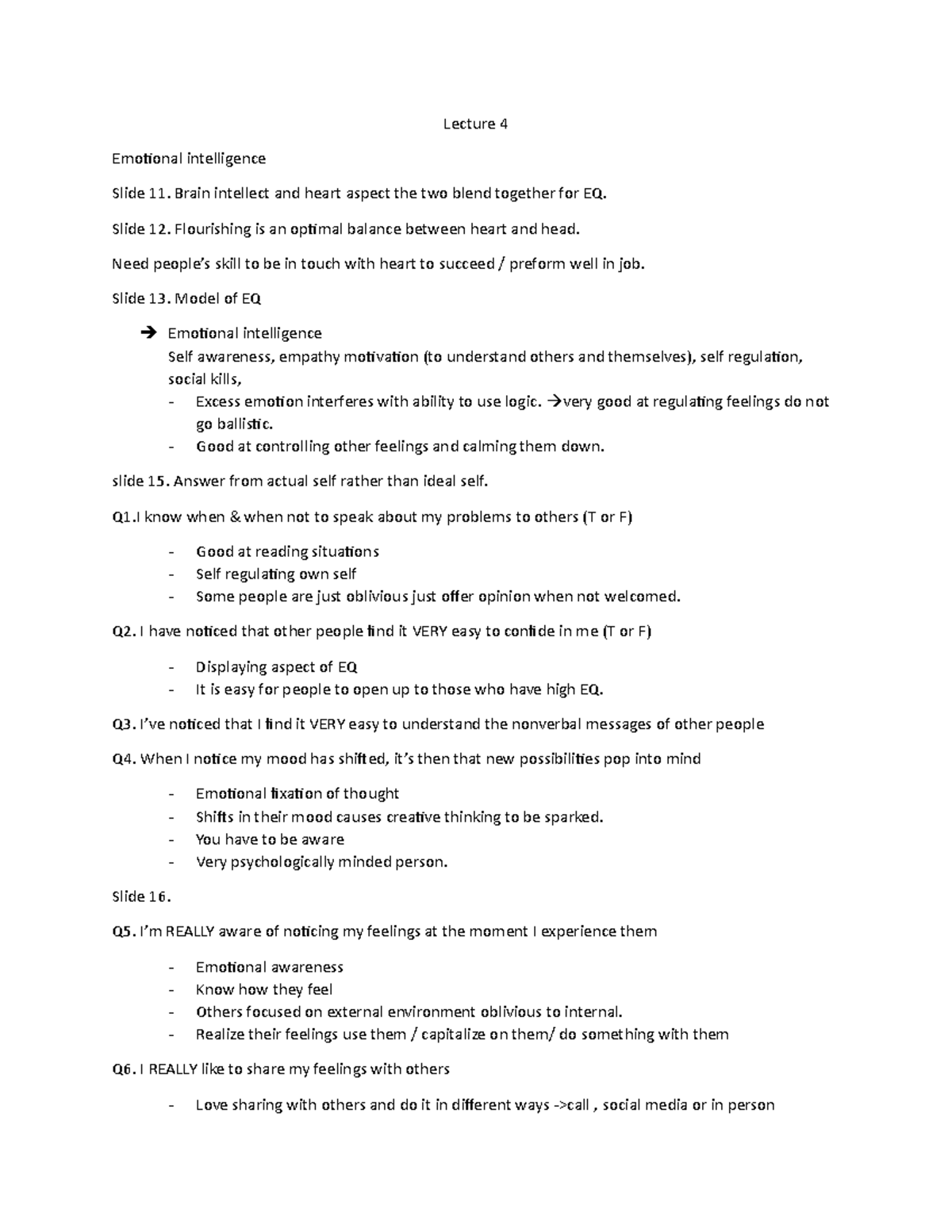 Lecture 4 - Lecture 4 Emotional intelligence Slide 11. Brain intellect and heart aspect the two ...