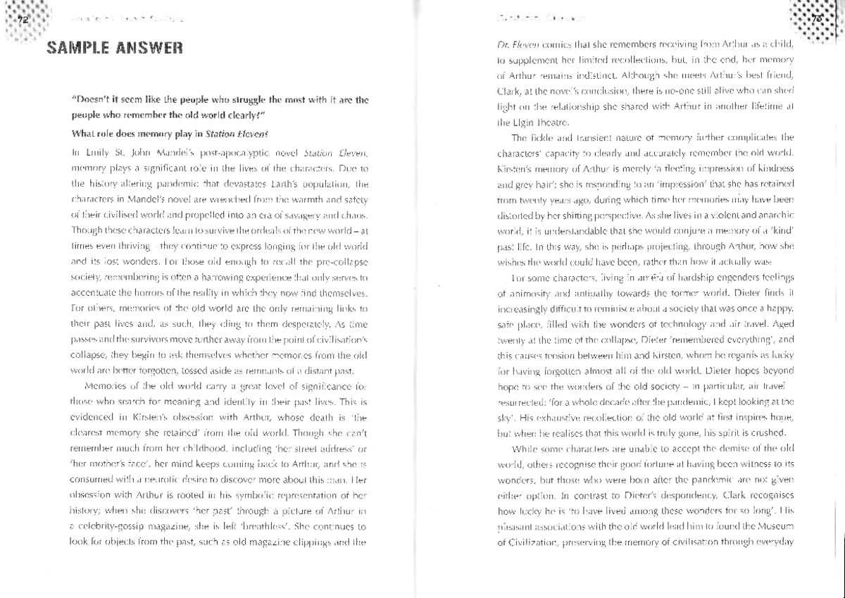 Insight Memory Essay - Station eleven - ."1. M: t6 : I:, sAt|/t I't-H ...