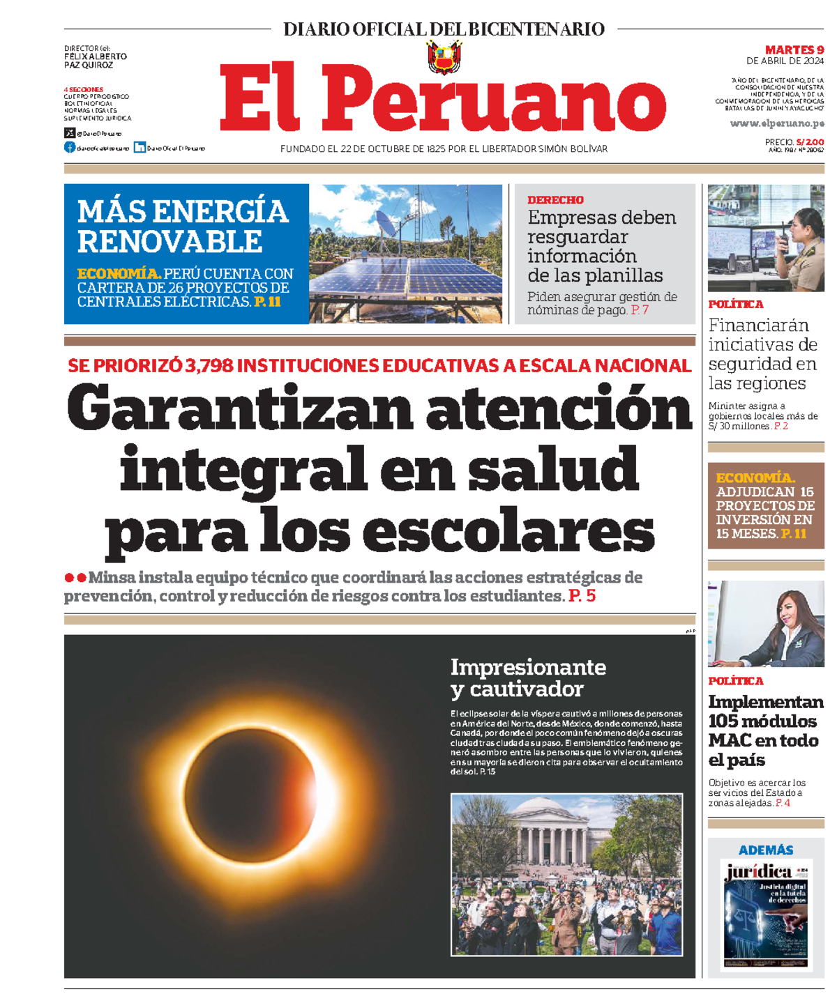 20240409 - periodico - El Peruano DIARIO OFICIAL DEL BICENTENARIO ...