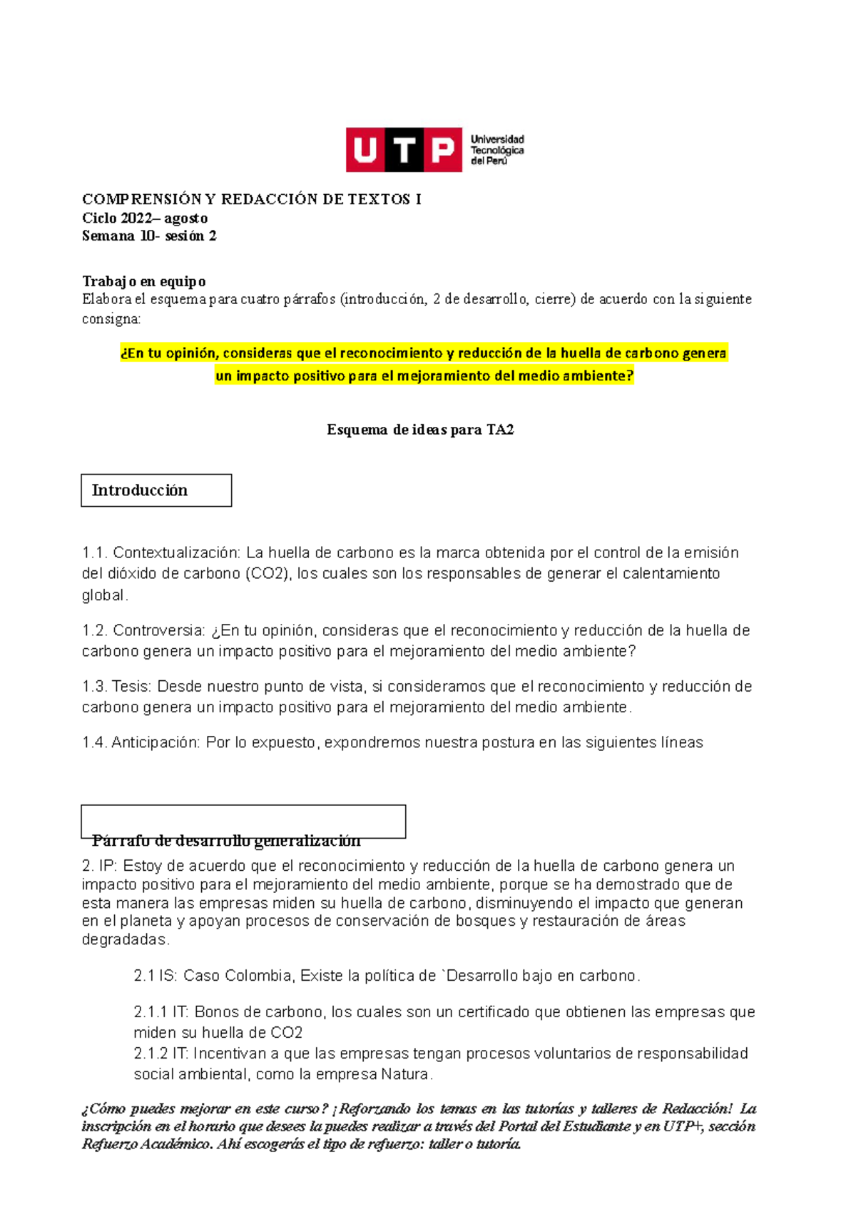 Borrador de tarrea - tarea académica 2 - COMPRENSIÓN Y REDACCIÓN DE ...