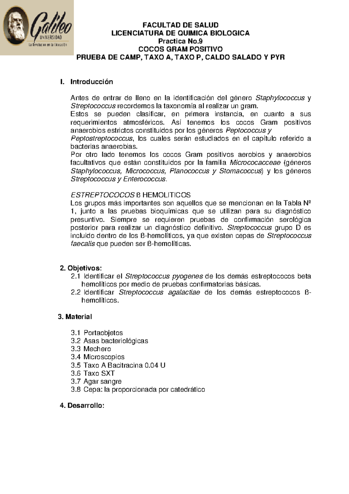 Laboratorio No.7 CAMP TAXO A TAXO P Caldo Salado PYR - LICENCIATURA DE ...