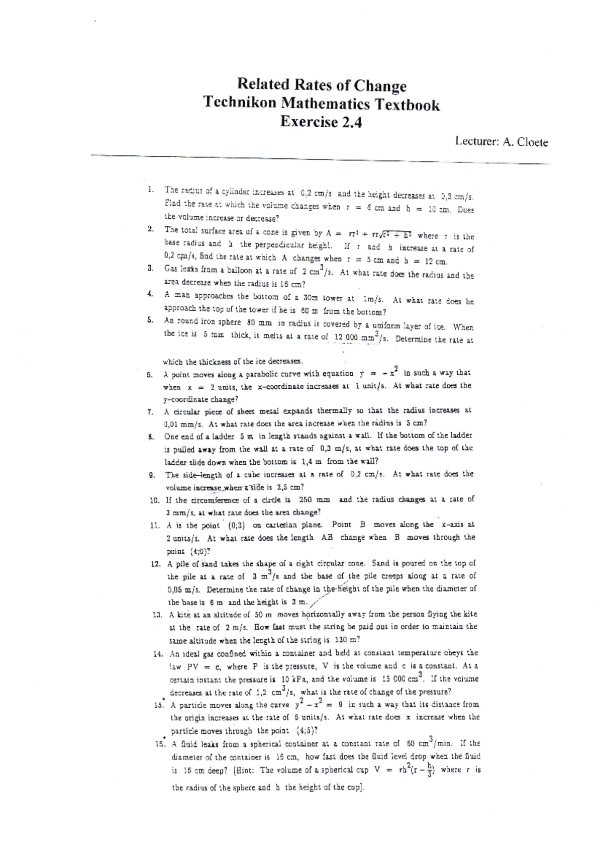 test book for rate of changes - MATHS260 - Studocu