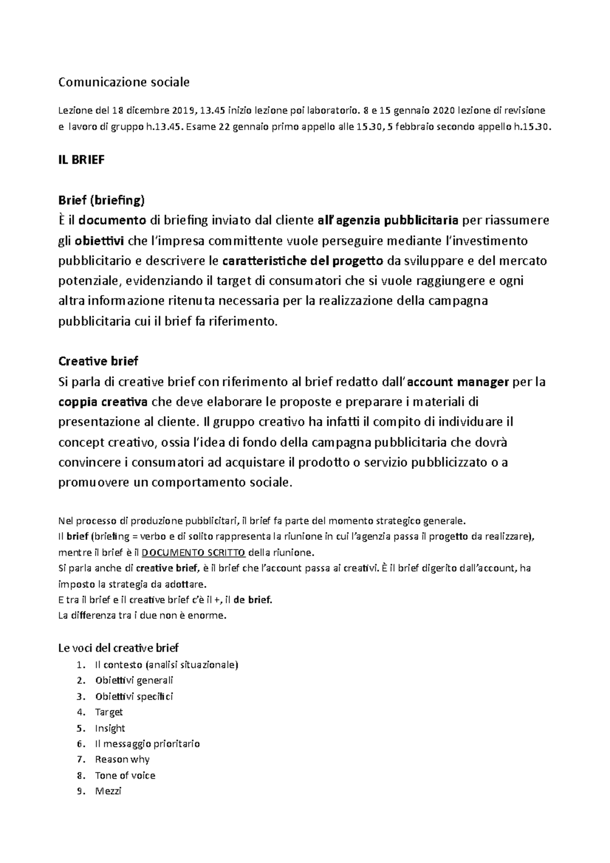 Comunicazione sociale spiegazione su come redigere un brief ...