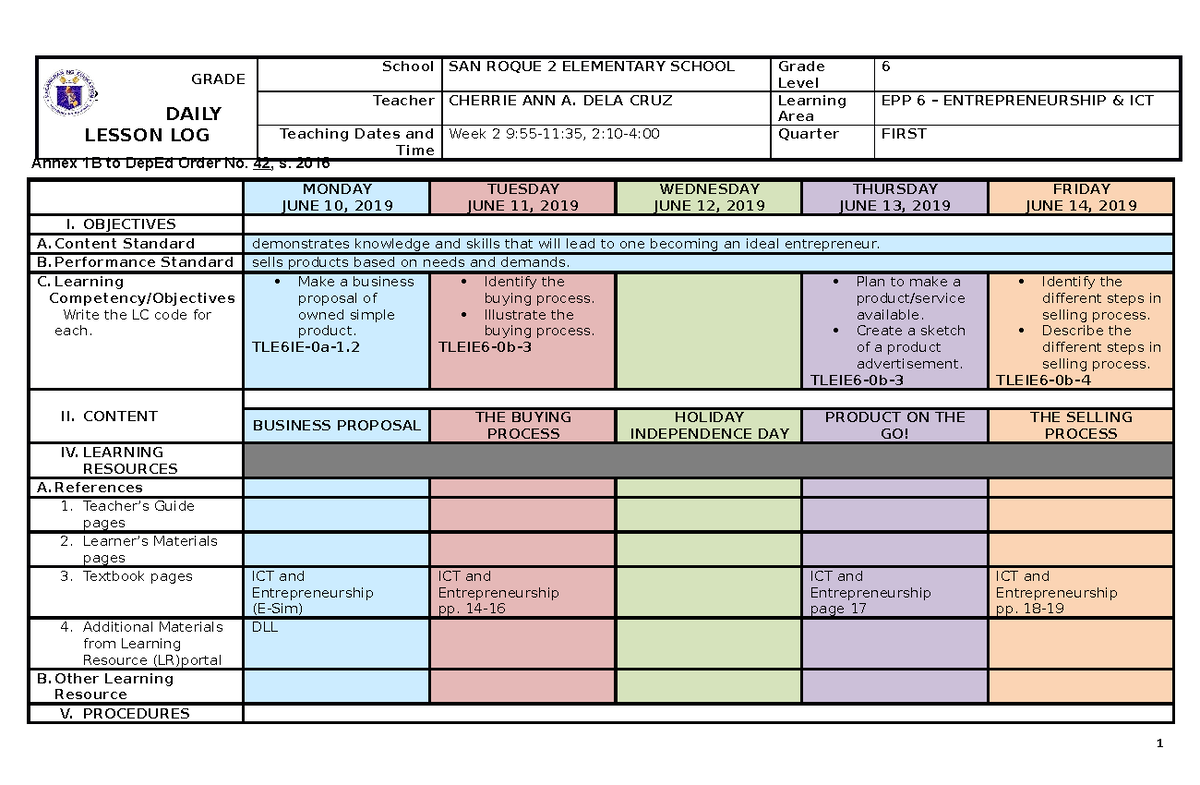 DLL TLE-ICT WEEK 2 - hello - GRADE 1 to 12 DAILY LESSON LOG School SAN ...