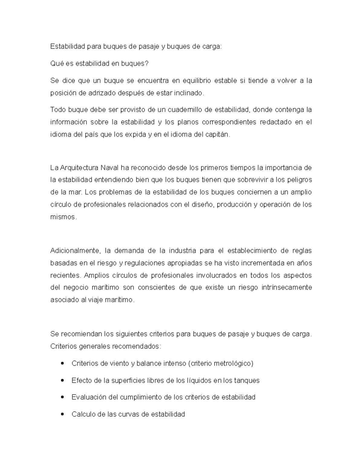 Estabilidad del buque con y sin avería - Estabilidad para buques de ...