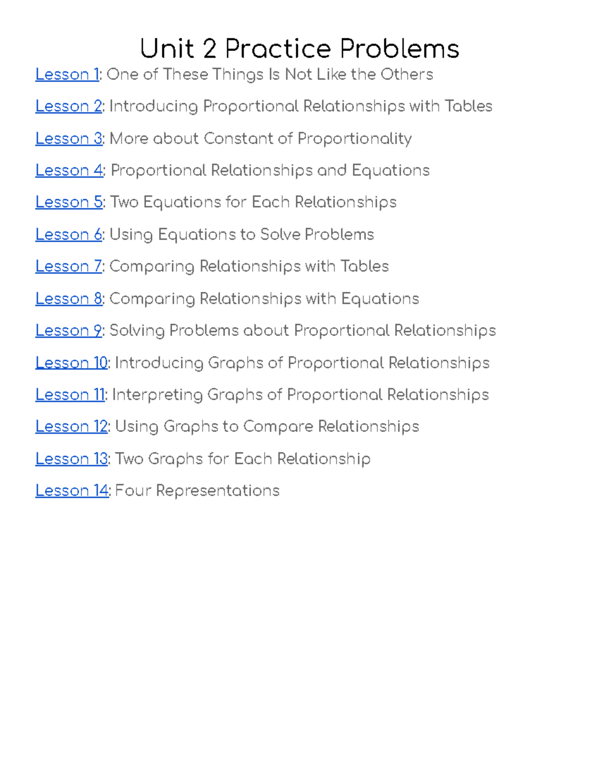 Unit 2 Practice Problems - Unit 2 Practice Problems Lesson 1: One of These Things Is Not Like ...