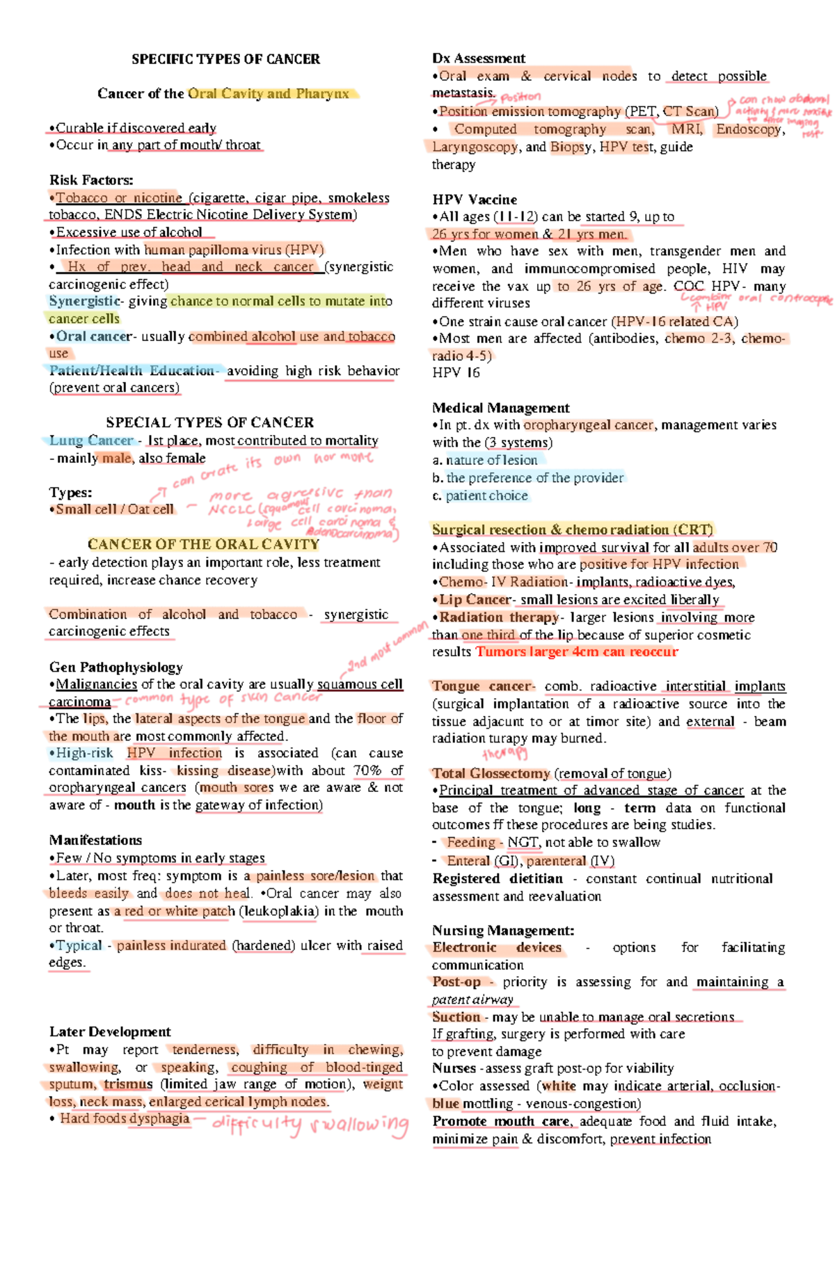 Specific types of Cancer - SPECIFIC TYPES OF CANCER Cancer of the Oral ...