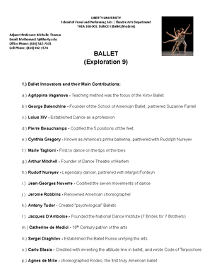 Ballet Exploration One - School of Communication and the Arts | Theatre ...