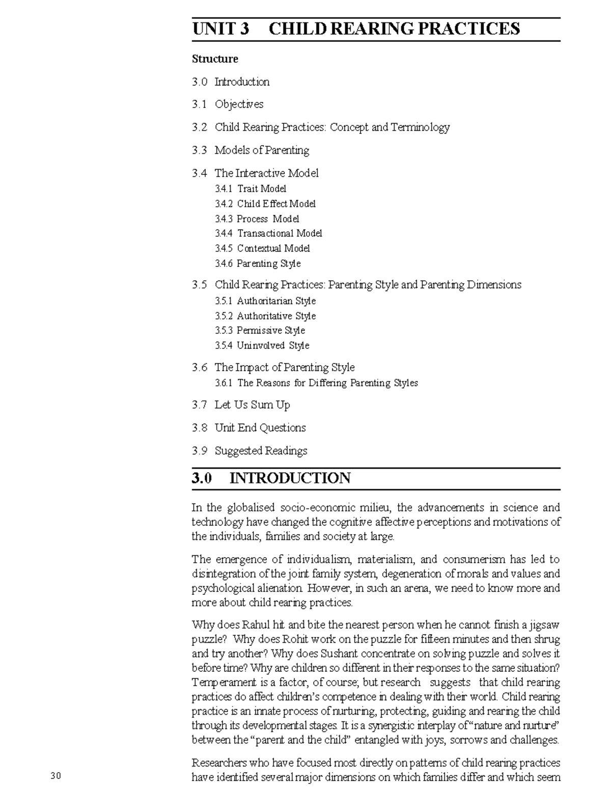Child rearing Ignou - UNIT 3 CHILD REARING PRACTICES Structure 3 ...