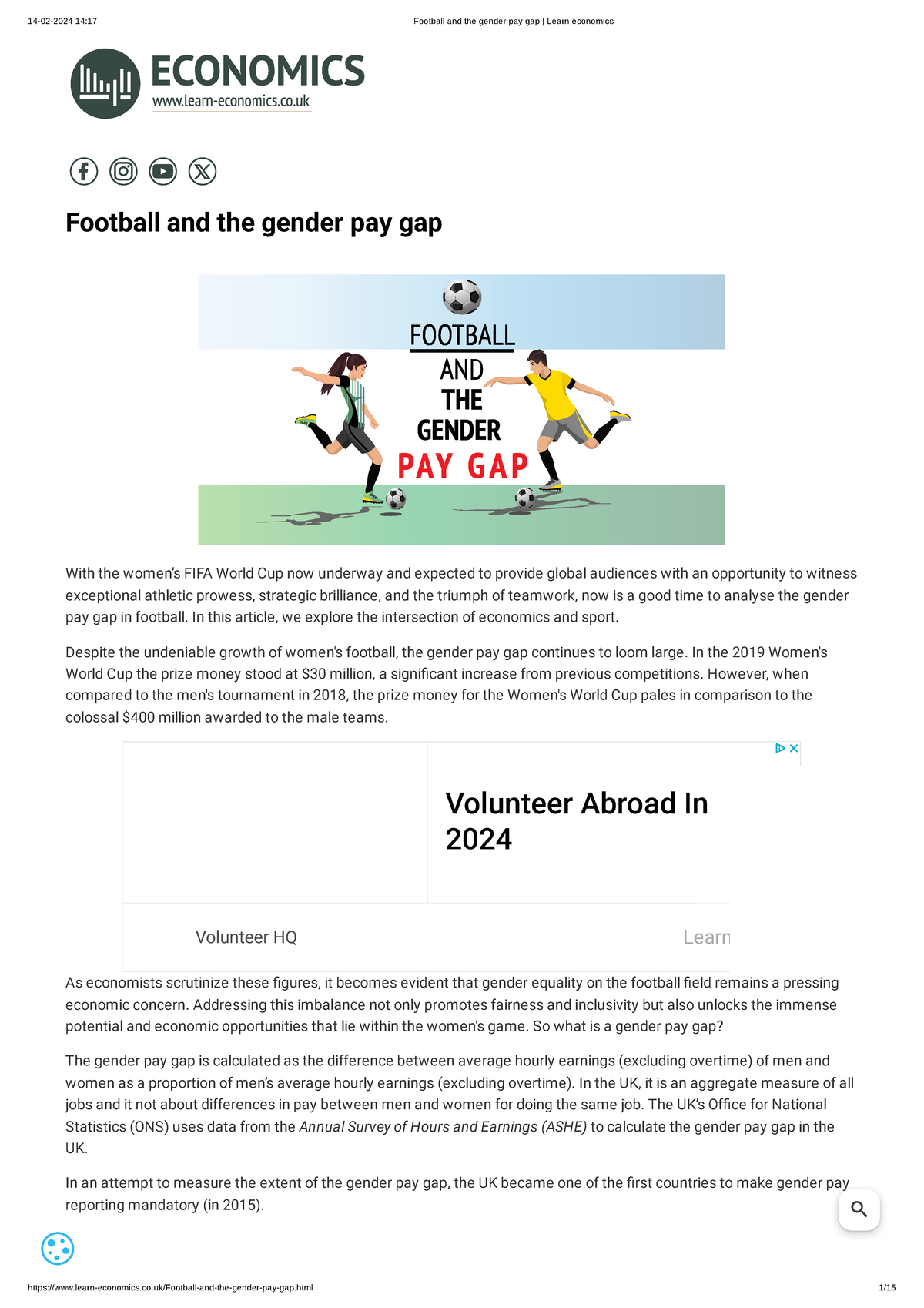 Football and the gender pay gap Learn economics - Football and the ...